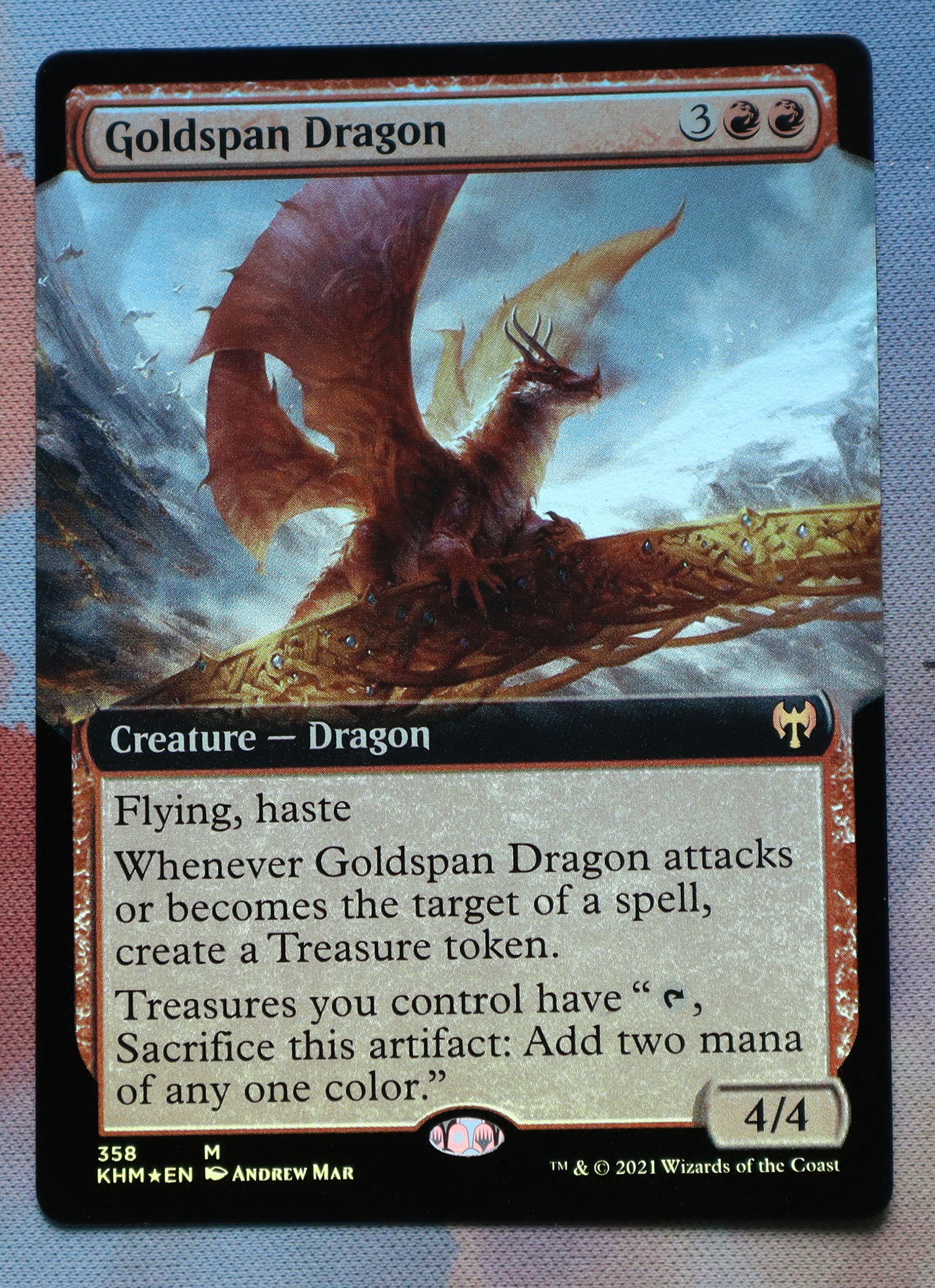 Goldspan Dragon extended art Kaldheim (KHM) foil – Usea Magic Proxy